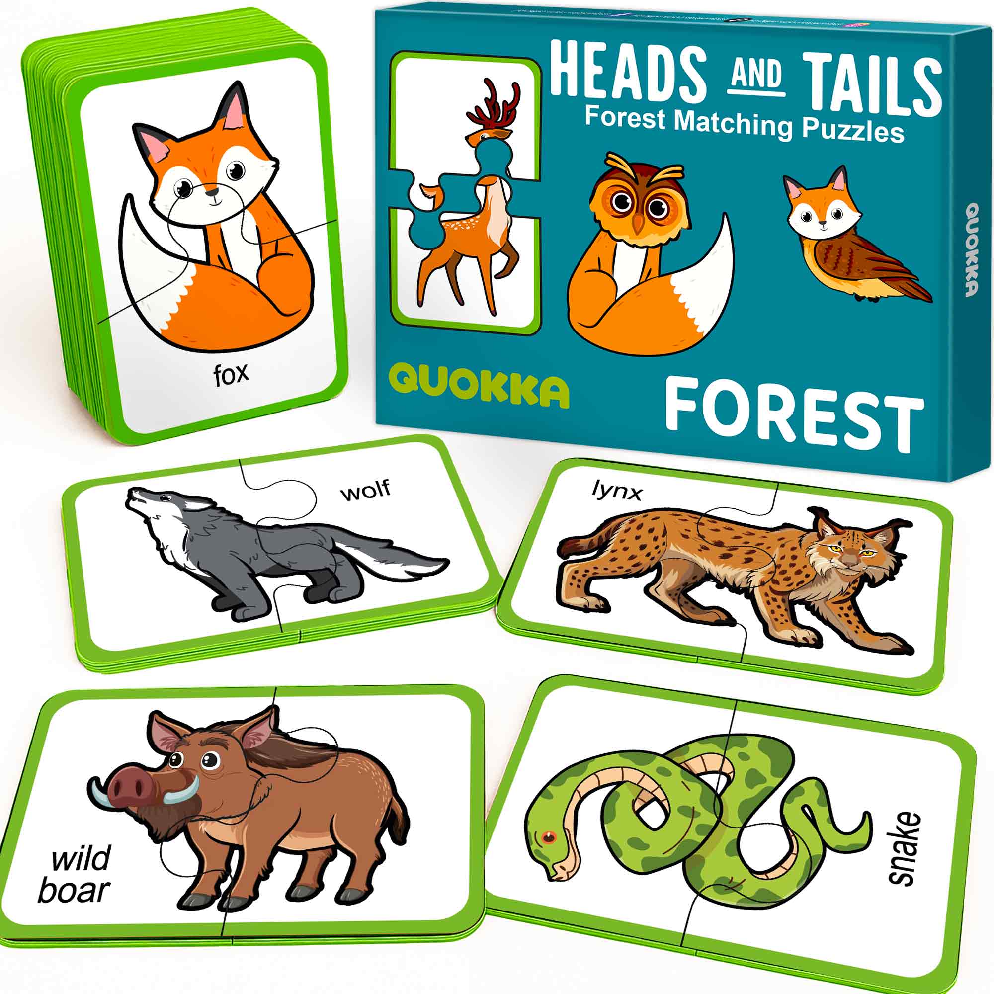 QUOKKA Matching Puzzle for Toddlers - 16 Pairs Wood Animals