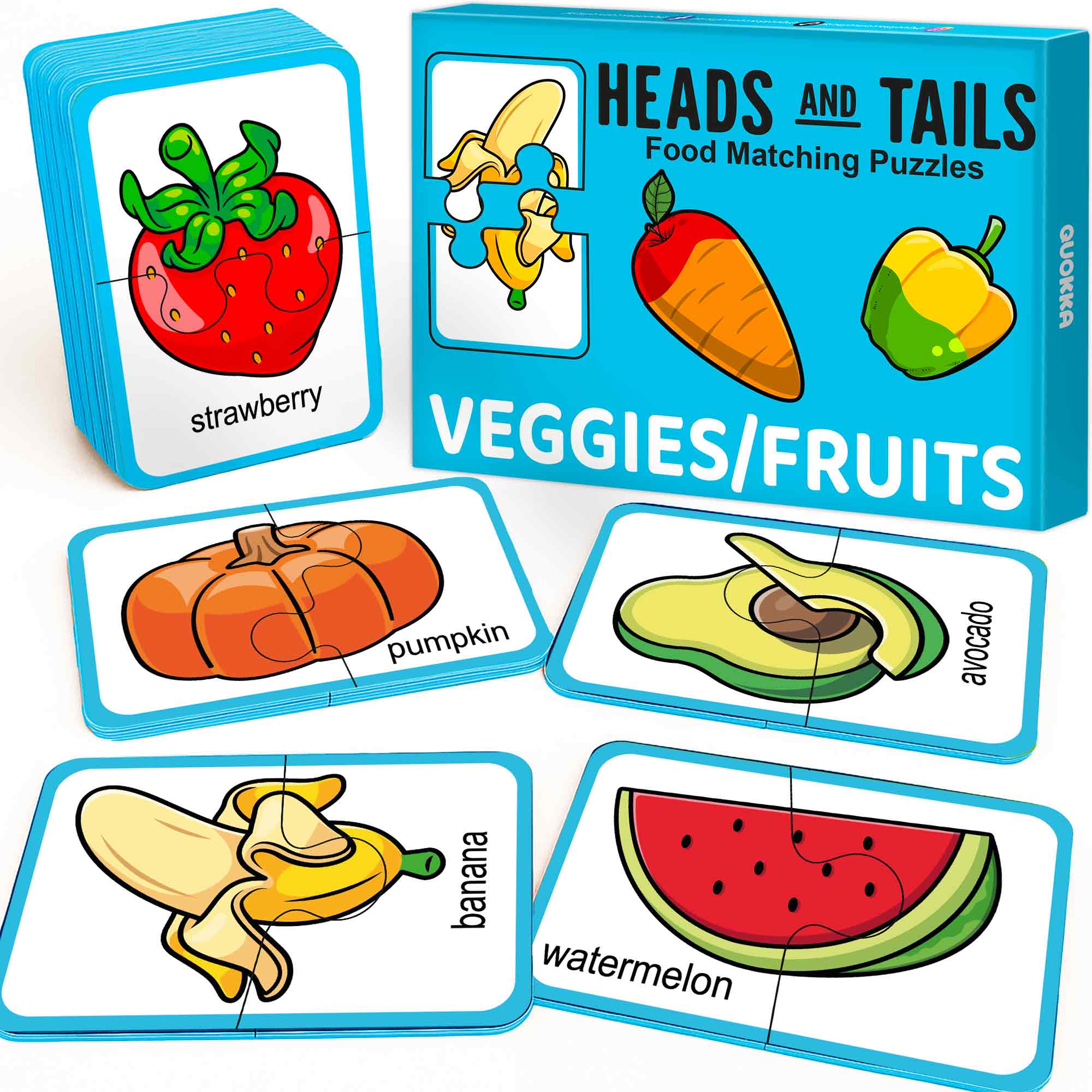 QUOKKA Matching Puzzle for Toddlers - 16 Pairs Fruits Veggies