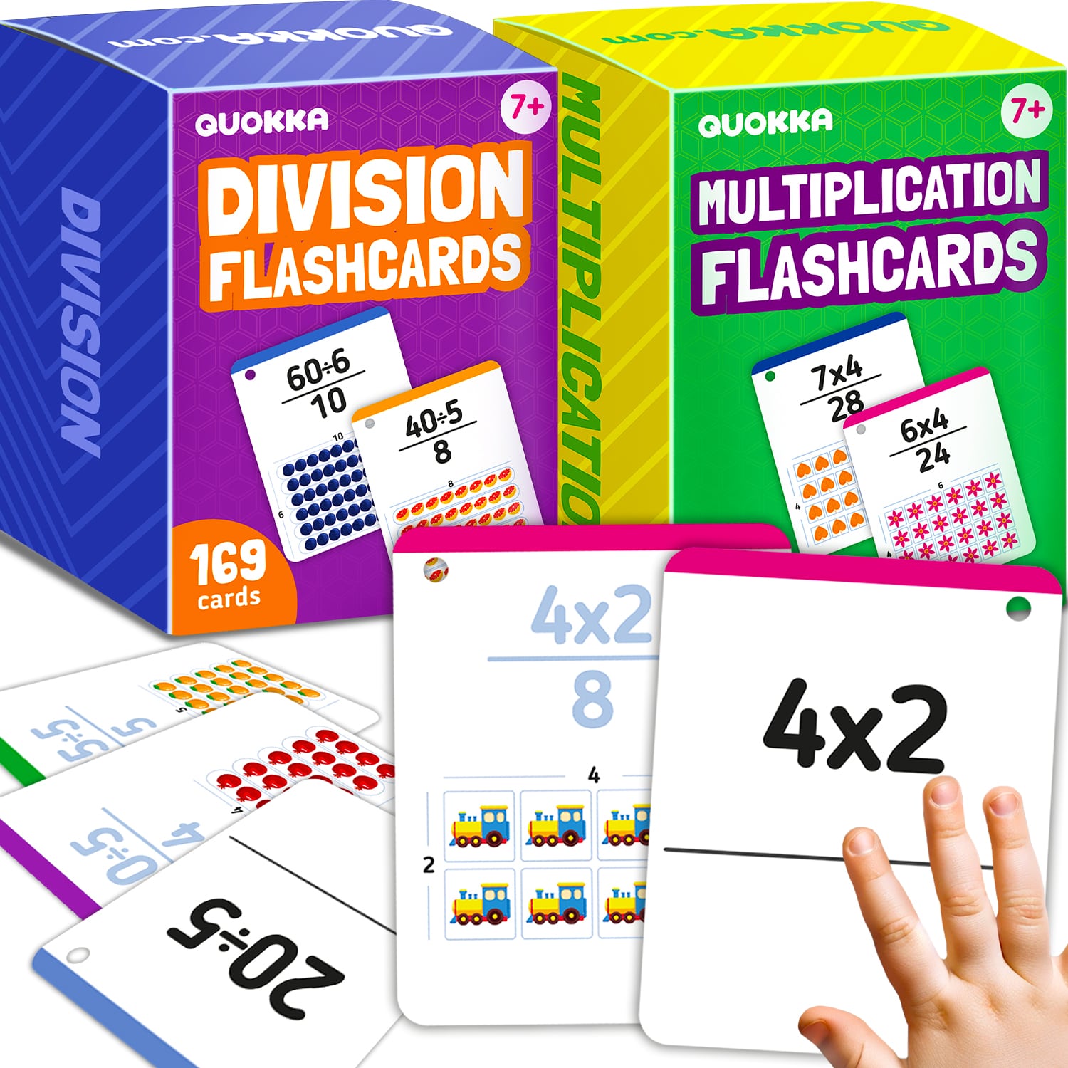 QUOKKA Multiplication & Division Flash Cards – 338 Cards for Kids
