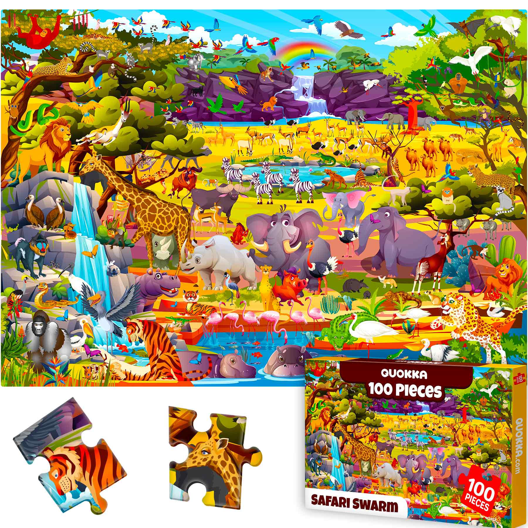 QUOKKA 100 Pcs Jigsaw Puzzle for Kids | Safari Animal Learning Game