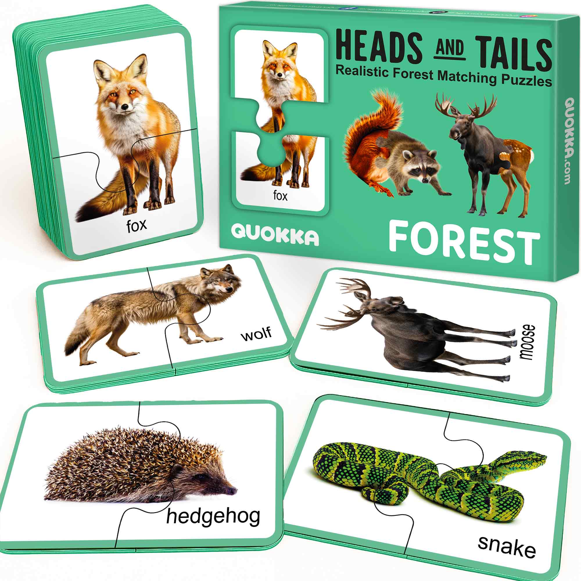 QUOKKA Matching Puzzle for Toddlers - 16 Realistic Pairs Forest Animals