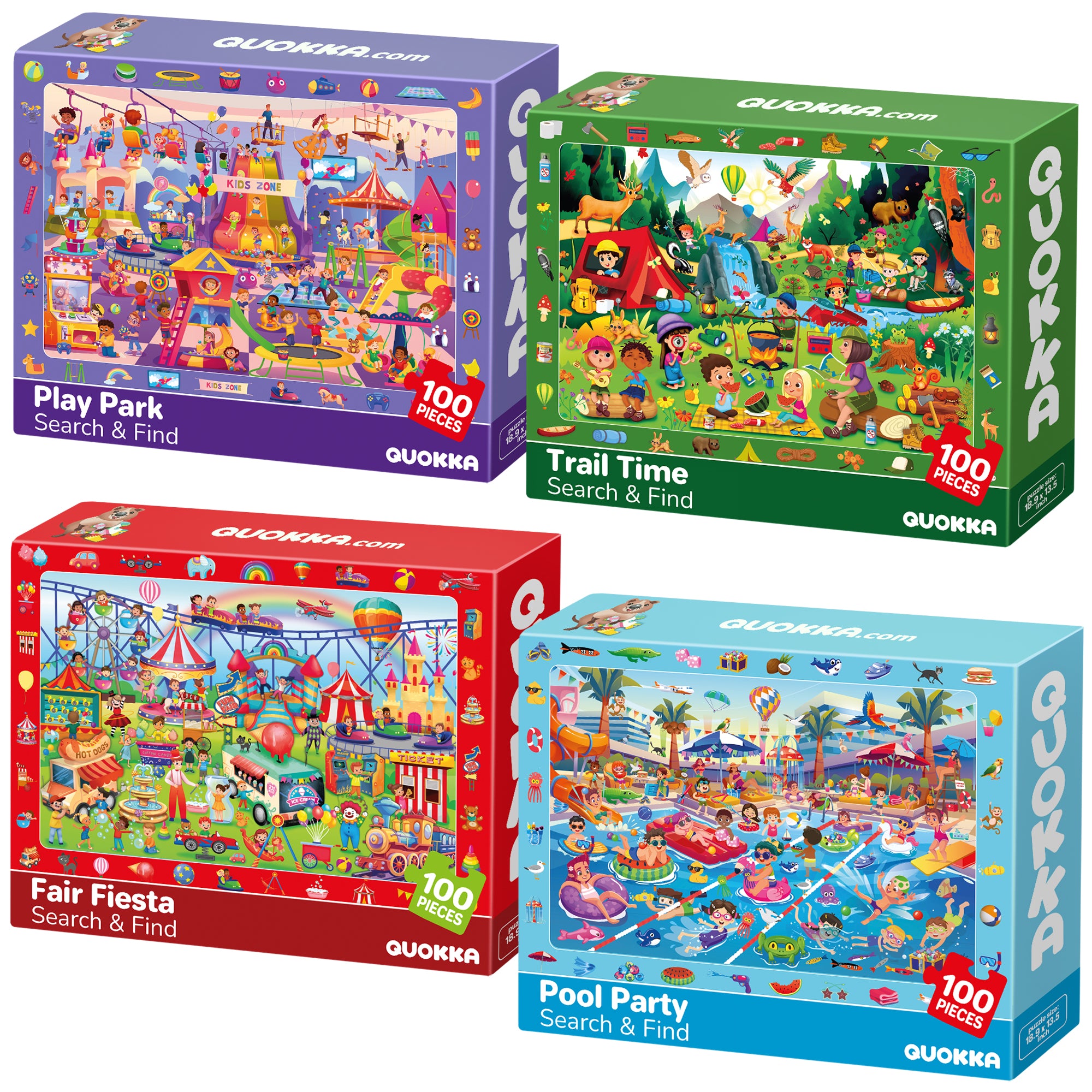 QUOKKA 100 Piece Search & Find Puzzles for Kids with Kids Center