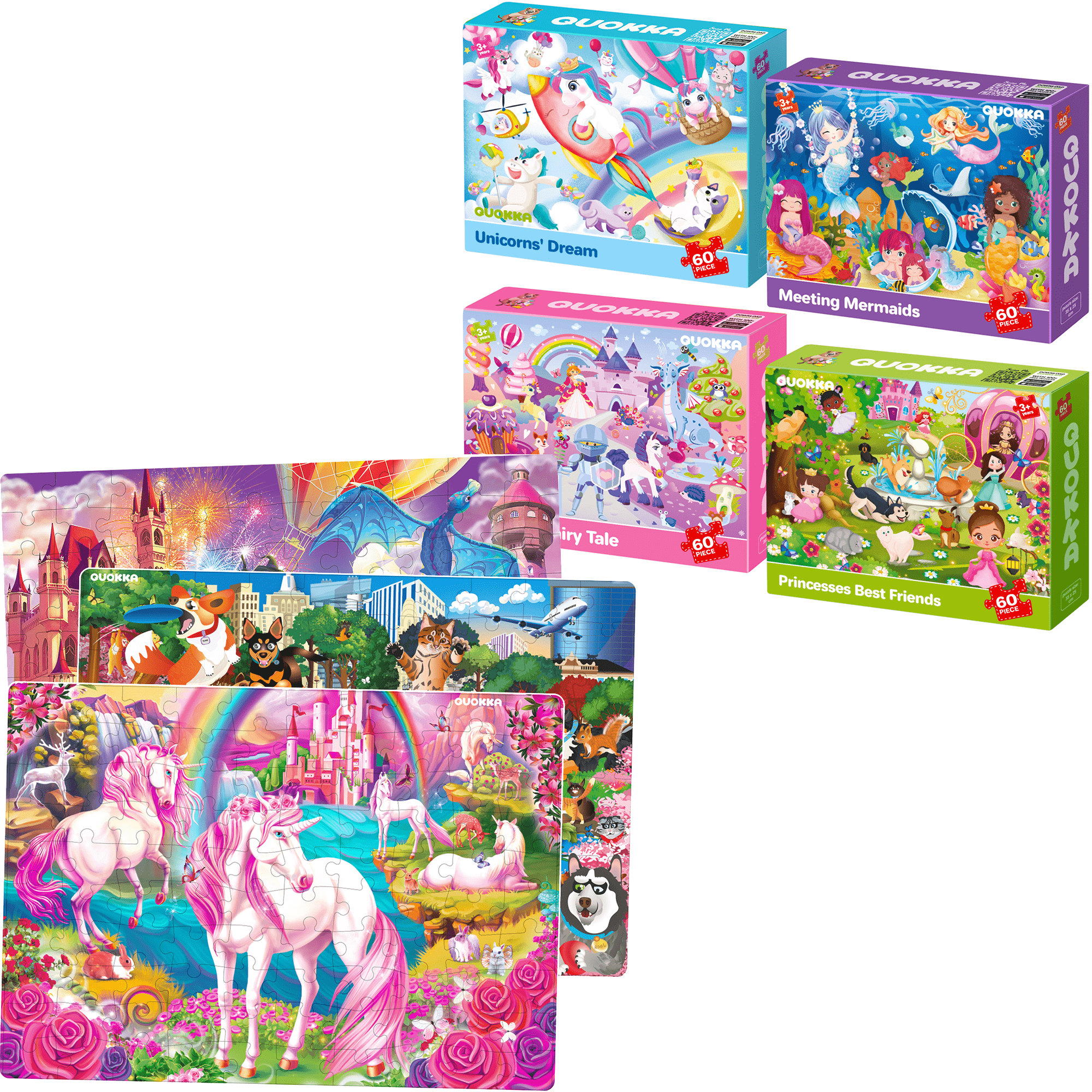 QUOKKA Bundle Set of 7 Puzzles for Kids | Unicorns, Princess