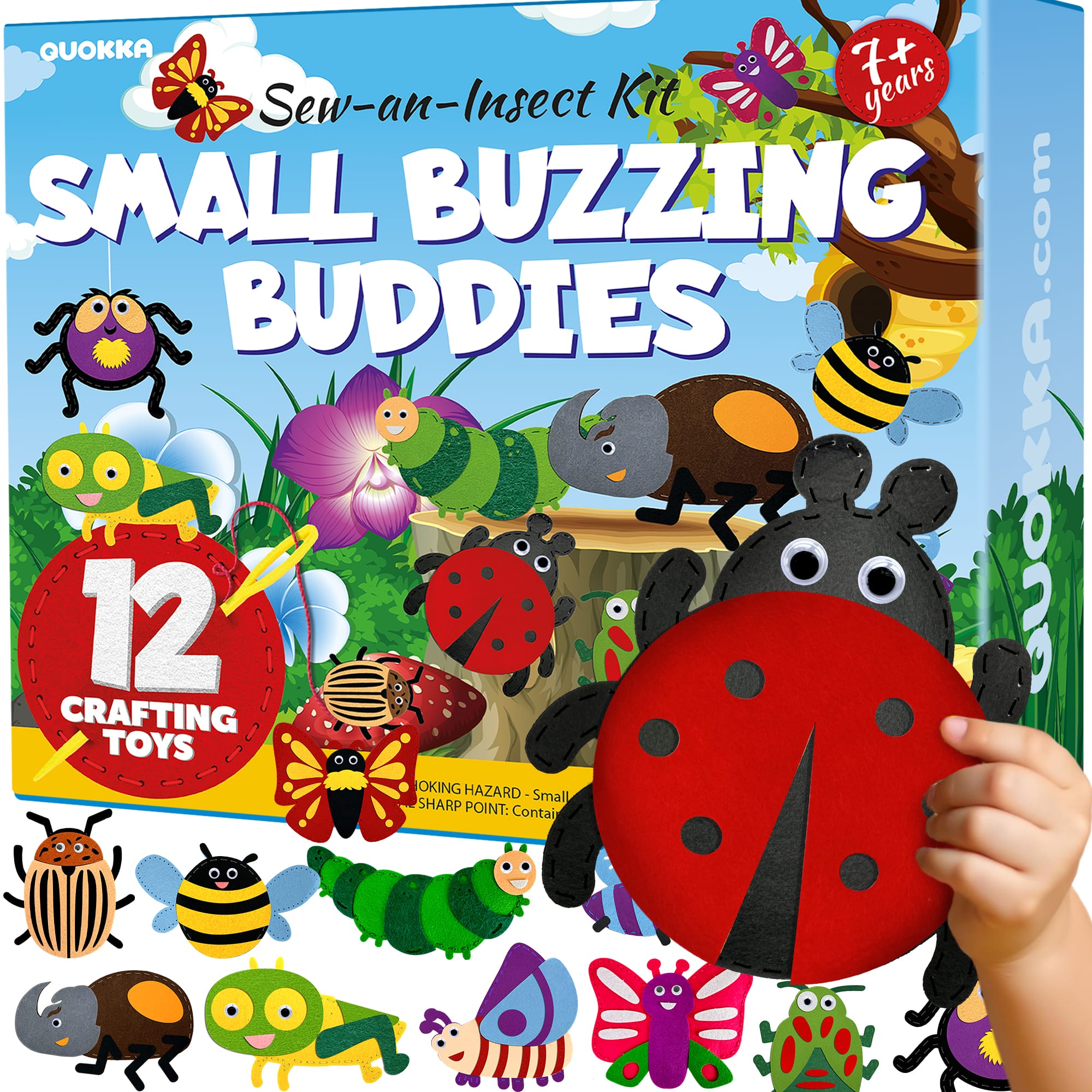 QUOKKA Craft Kits for Kids - 12 Bugs & Insects Sewing