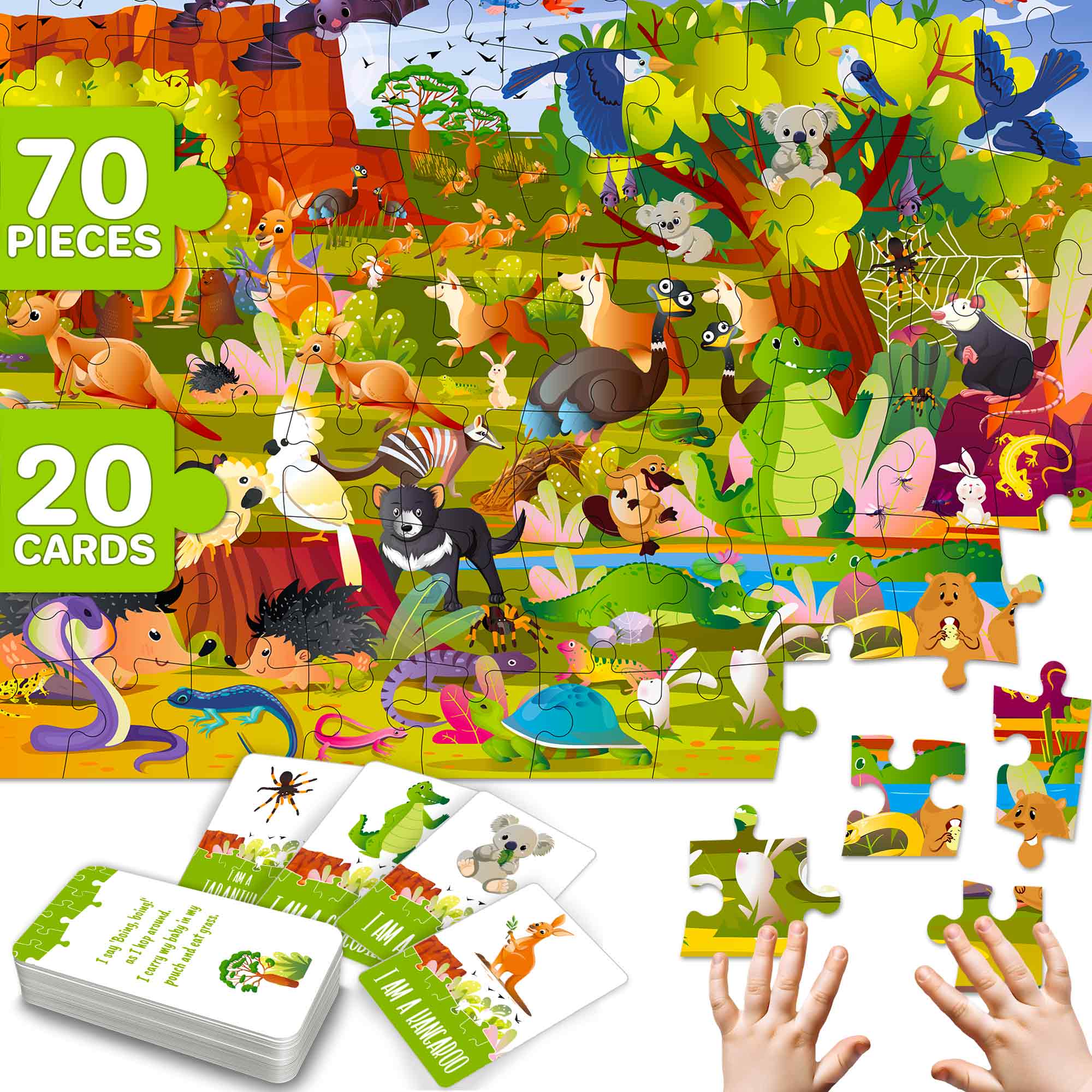 70 Pcs Search and Find Riddle Puzzles with 20 Cards | Animals – QUOKKA