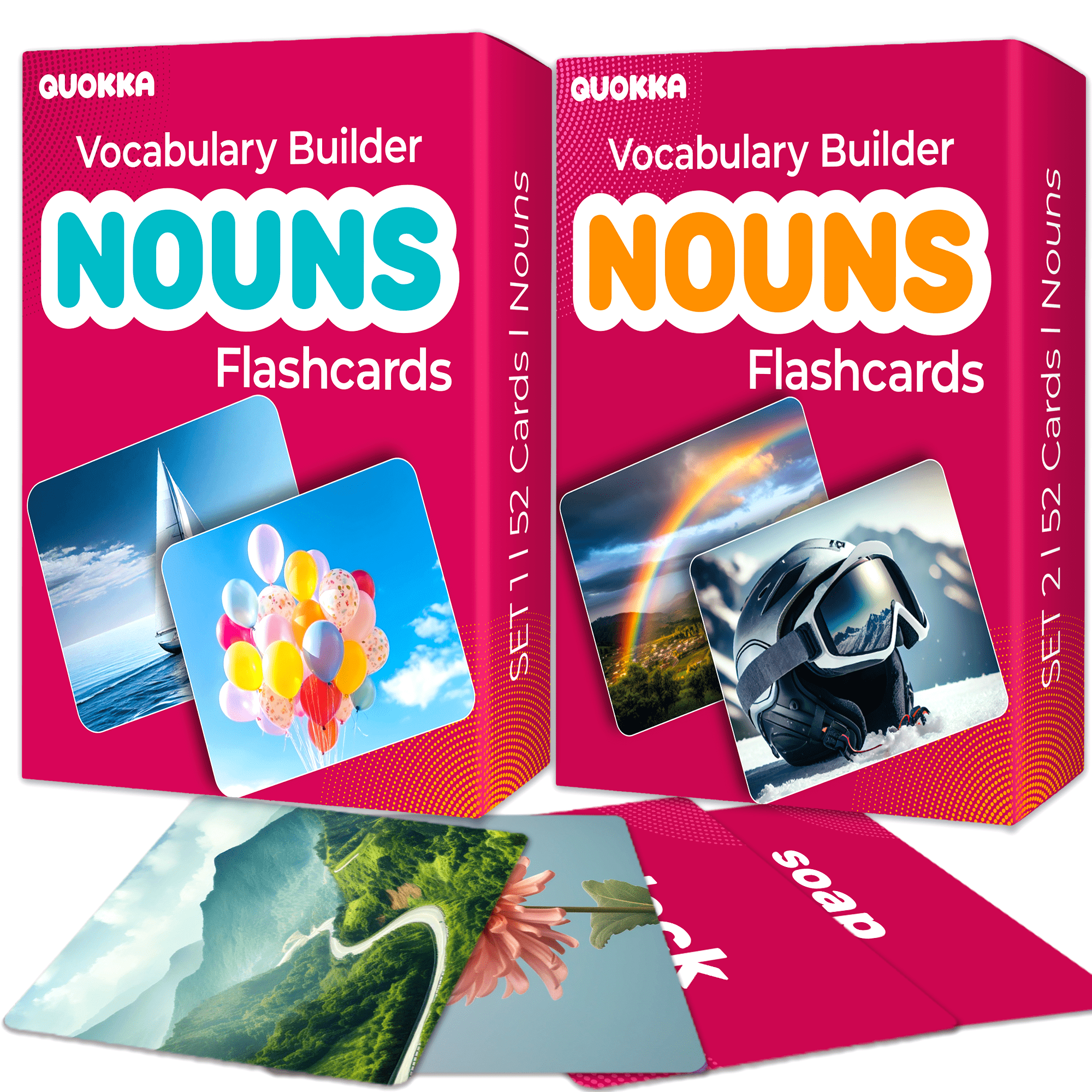 QUOKKA 104 Noun Flash Cards Set for Speech Therapy