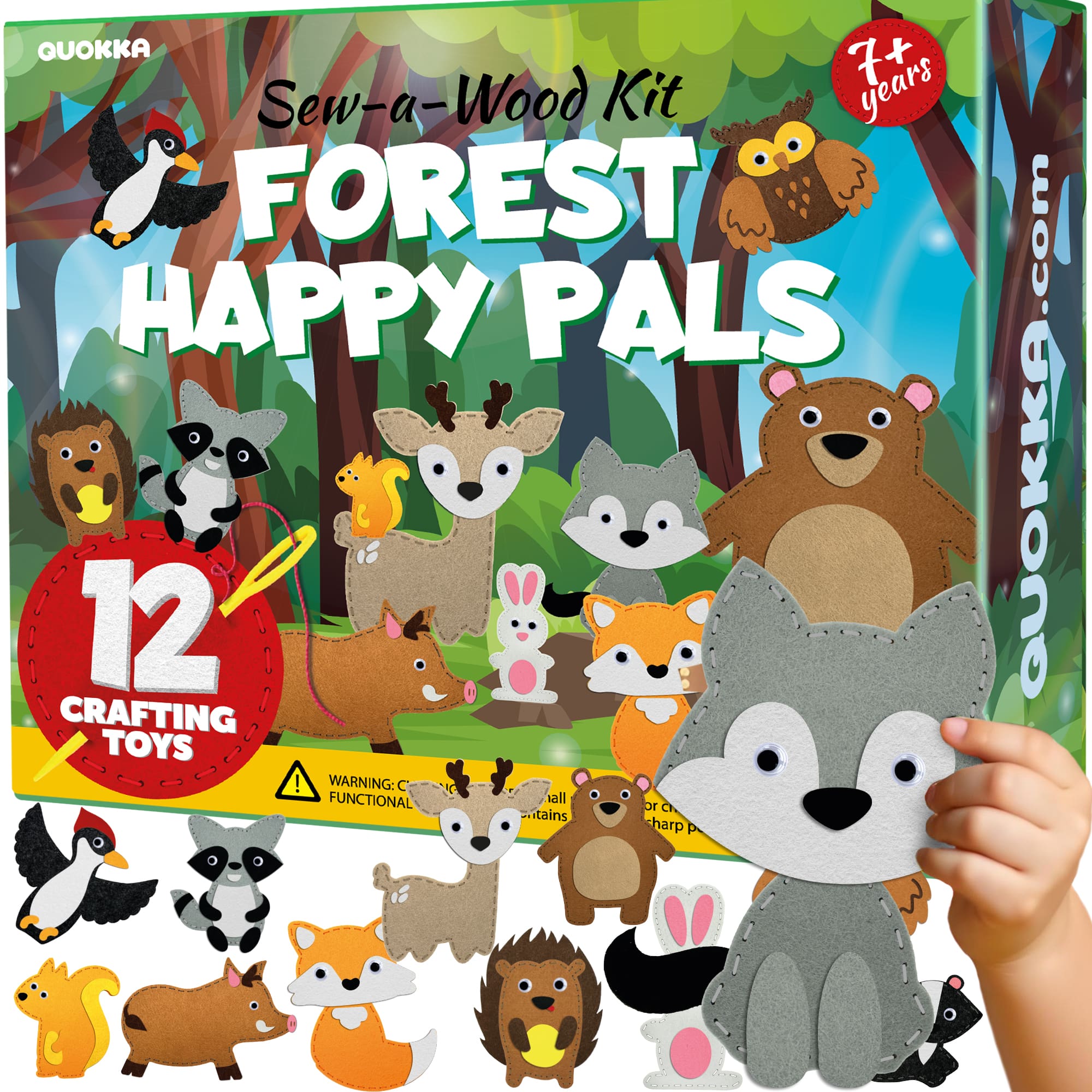 QUOKKA Craft Kits for Kids - 12 Forest Animals Sewing Kit Basic