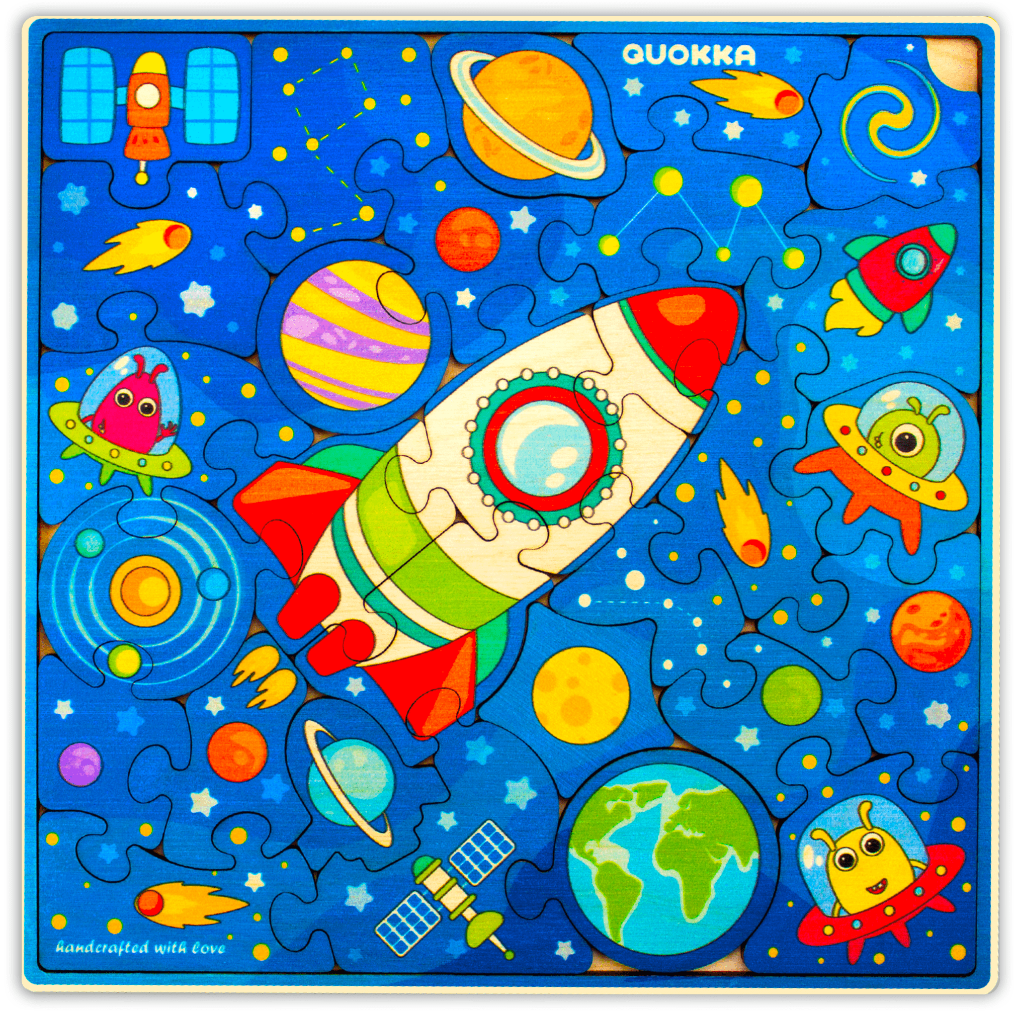 28 Pieces Wooden Rocket Puzzles for Kids | Rocket Jigsaw Puzzle – QUOKKA