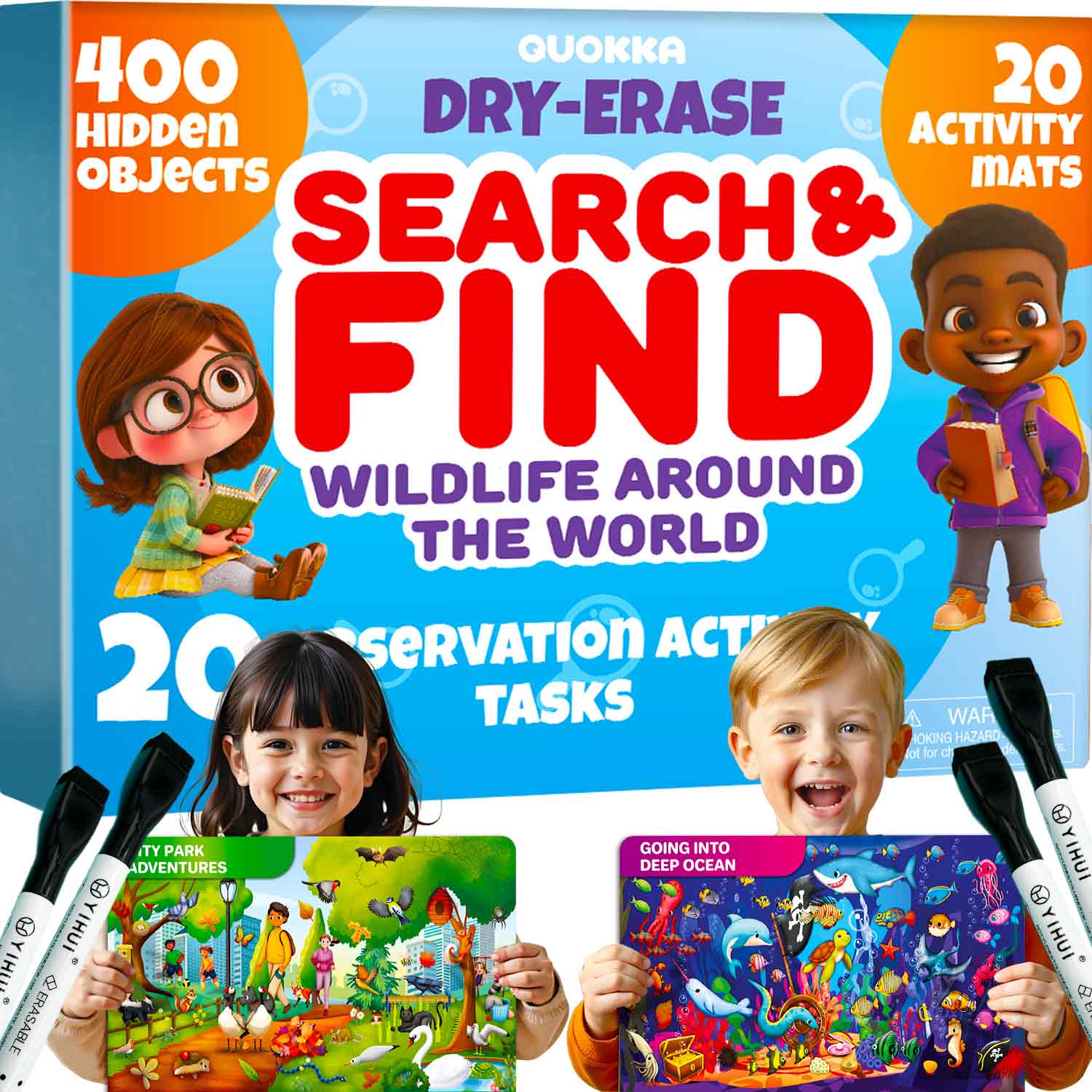 QUOKKA Search & Find Game for Kids – Hidden Object Mats for Travel