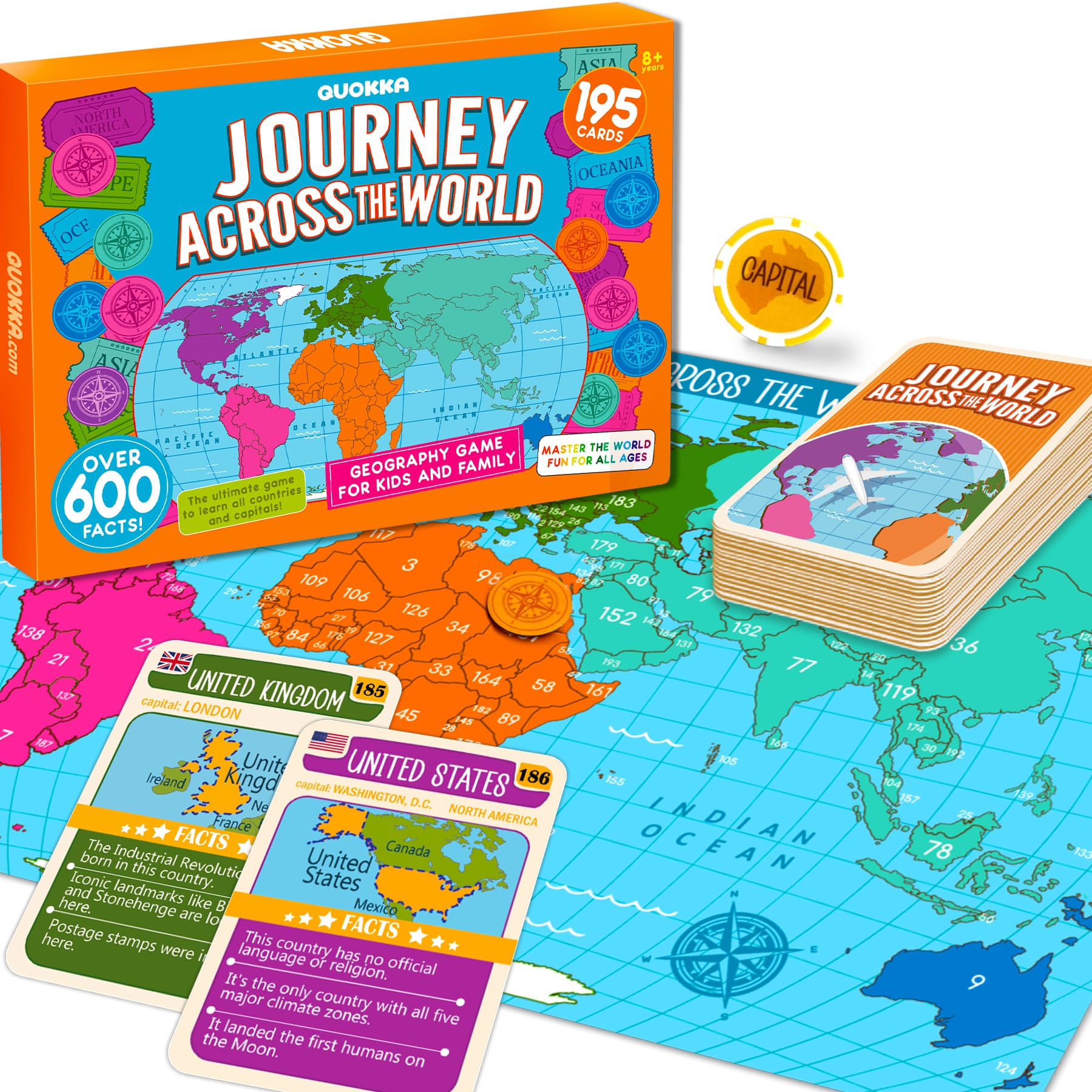 QUOKKA Geography Board Game for Kids & Families – Learn Countries