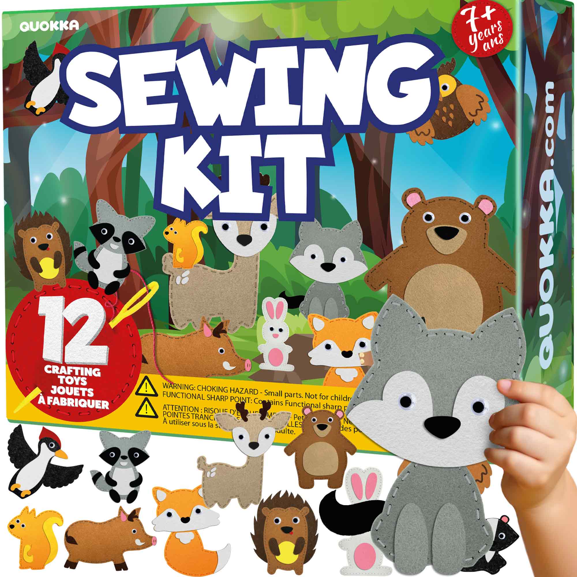 QUOKKA Craft Kits for Kids - 12 Forest Animals Sewing Kit Basic