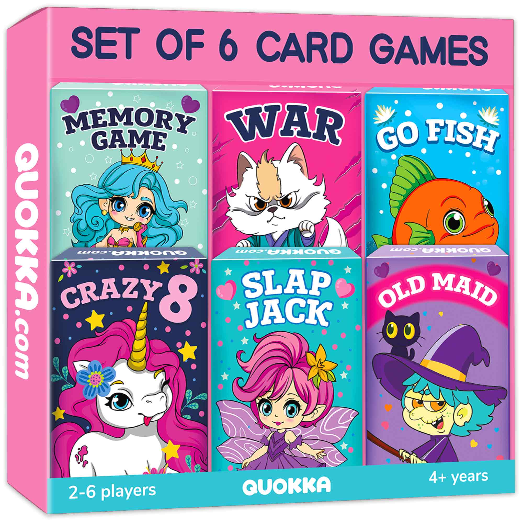 QUOKKA 6 Pack Magical Card Games for Kids – Fun Family Set