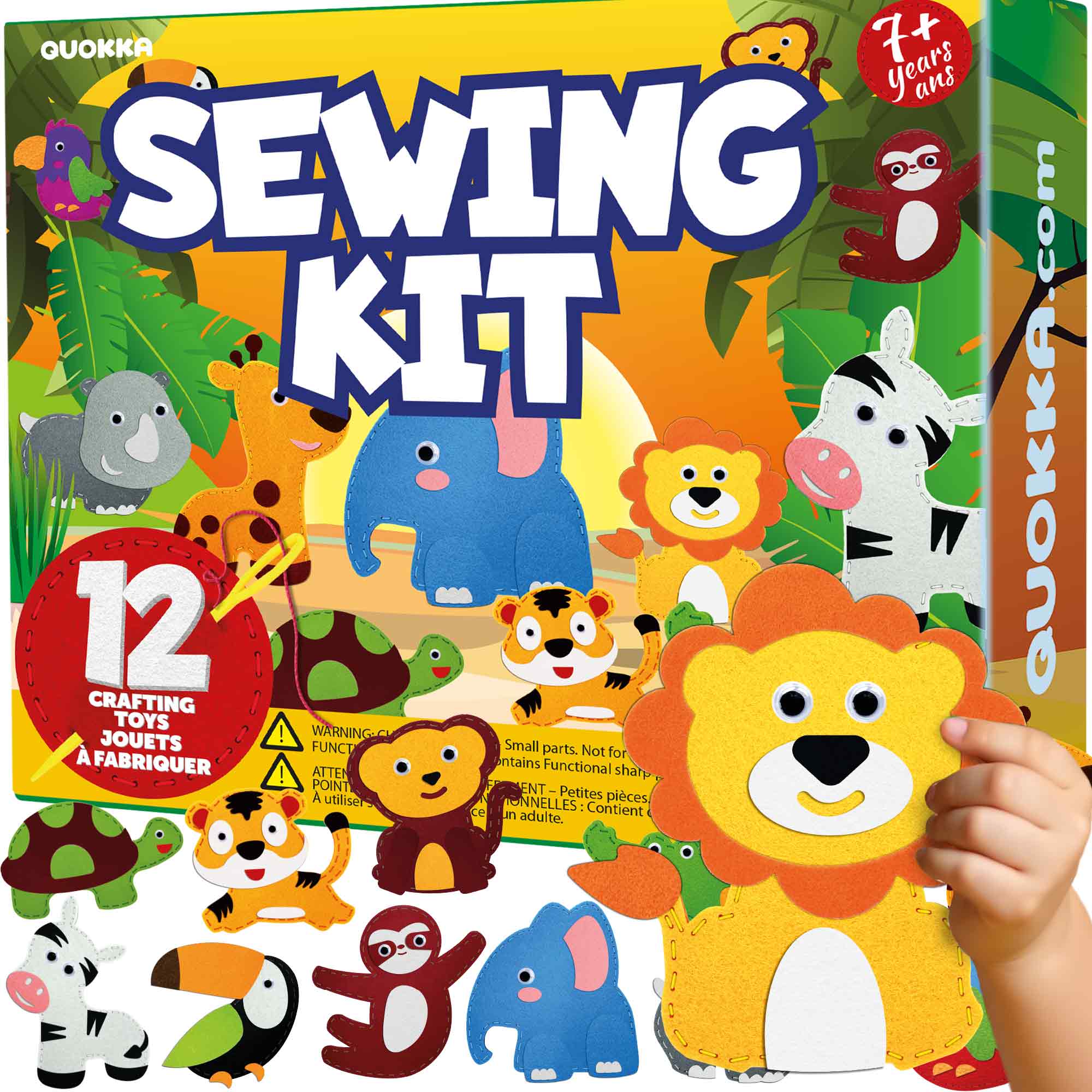 QUOKKA Craft Kits for Kids - 12 Wild Safari Sewing