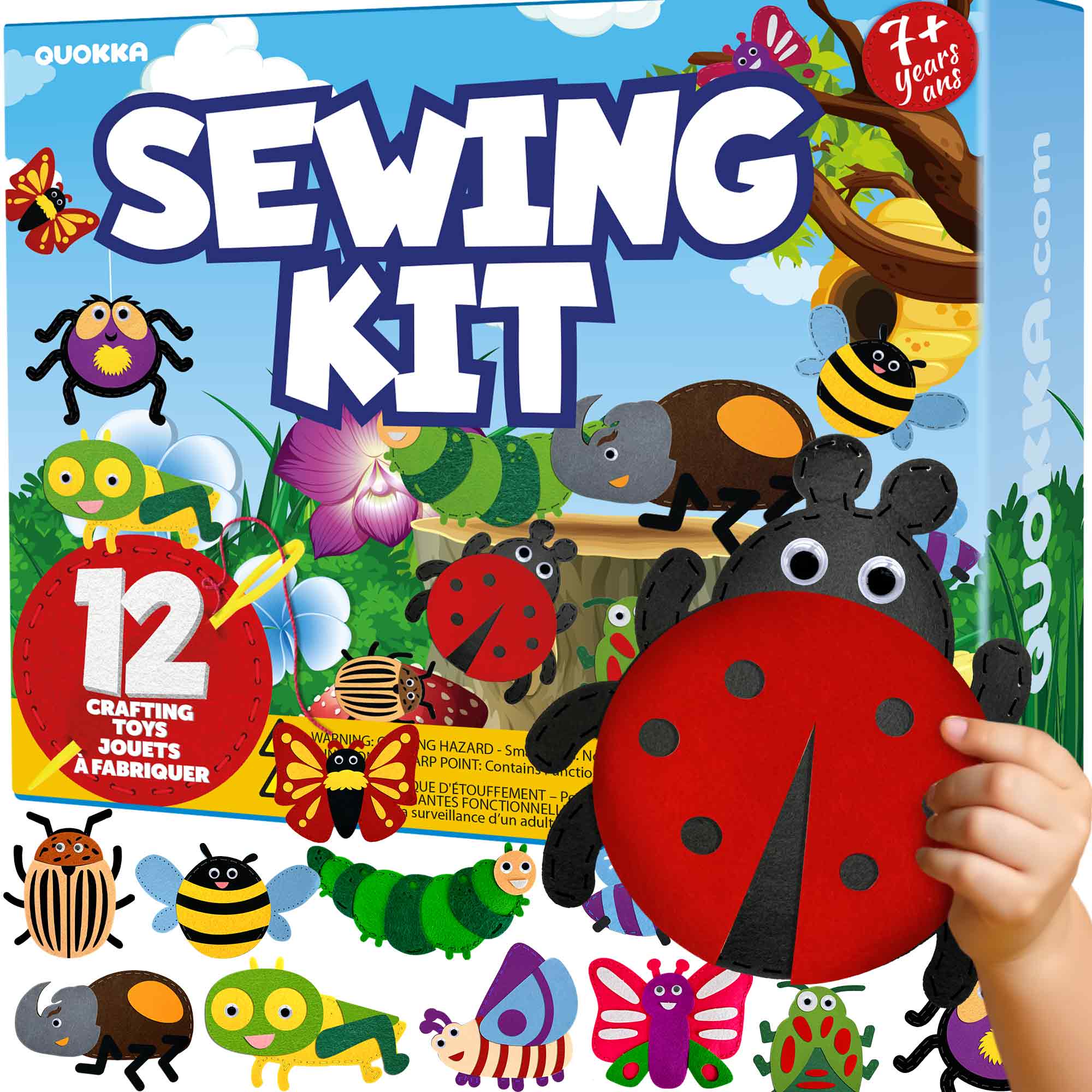 QUOKKA Craft Kits for Kids - 12 Bugs & Insects Sewing
