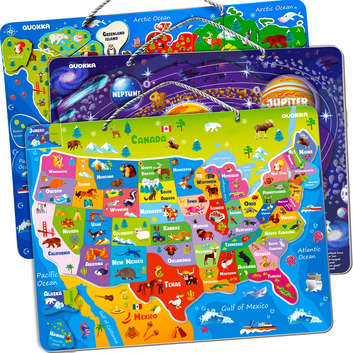 Magnetic Puzzles for Kids World Map & USA - Quokka