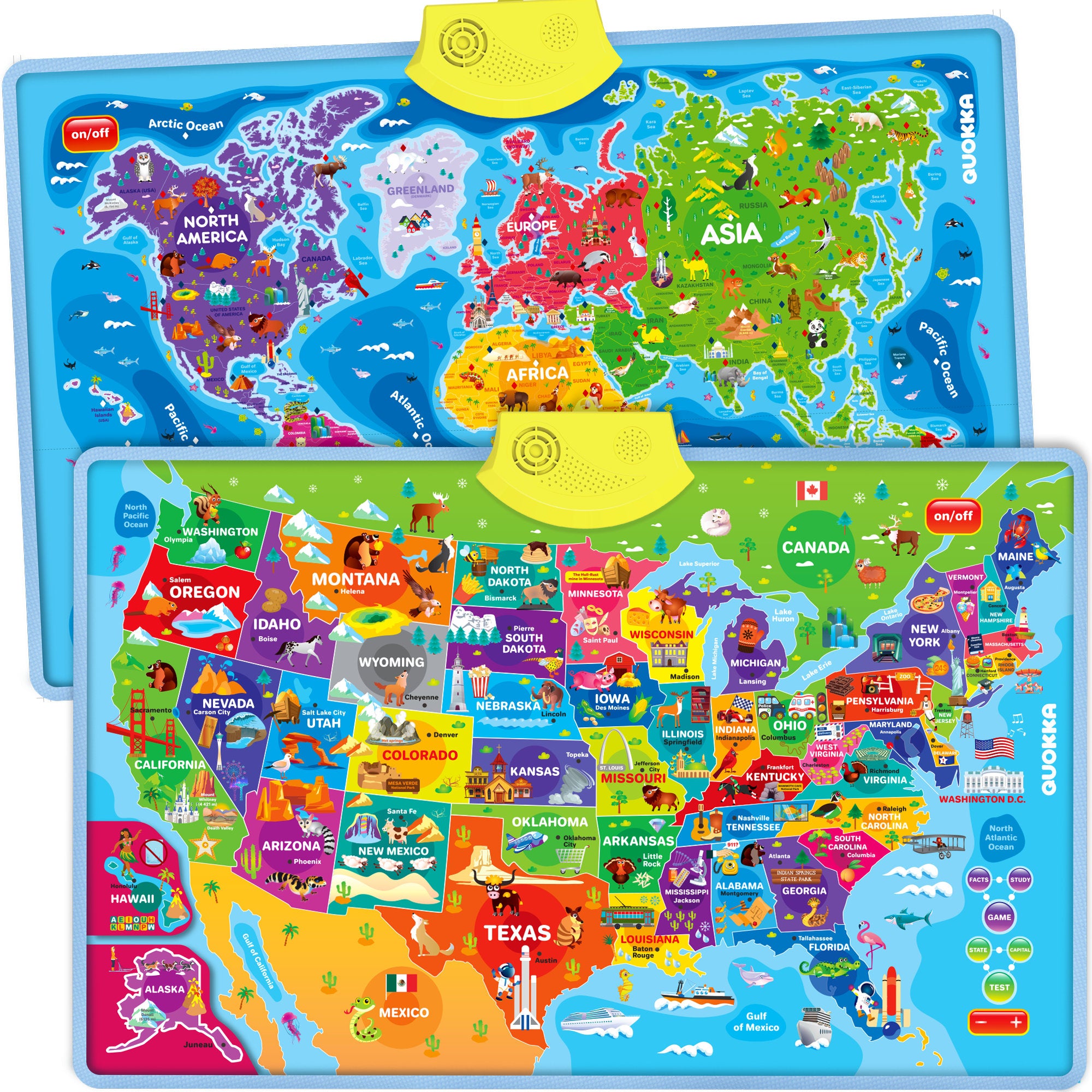 USA World Maps Wall Chart Poster Preschool Learning Toy | Speech Thera